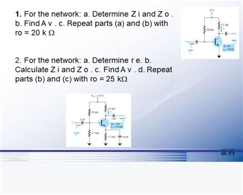 Solved 12V 1 For The Network A Determine Zi And Zo B Chegg