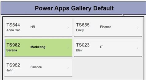 how to set default item in power apps gallery sharepoint dot net