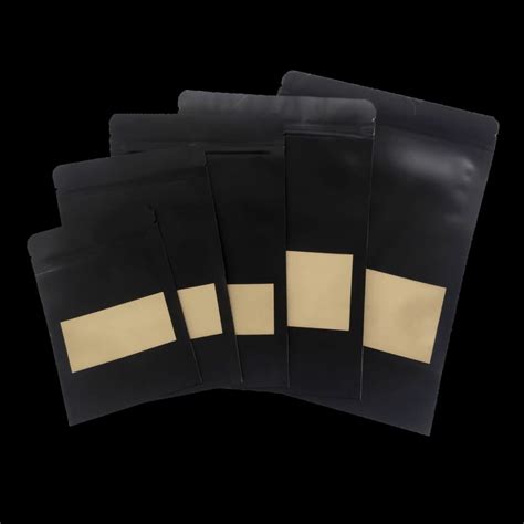 Saco Papel Stand Up Pouch Kraft Preto Visor Zip X Ml G