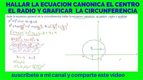 DADA LA ECUACIÓN GENERAL DE LA CIRCUNFERENCIA HALLAR LA ECUACIÓN