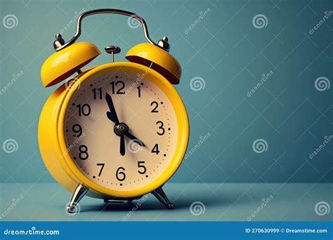 Fondo Azul Del Reloj De Alarma Amarillo Ai Generativo Stock De