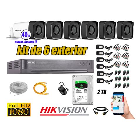 Ripley HIKVISION CÁMARAS DE SEGURIDAD KIT 6 EXTERIOR IT3F FULL HD