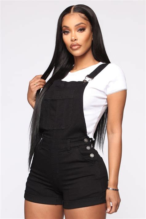 Shes All That Shortalls Black Overall Shorts Outfit Fashion Nova Outfits Overalls Outfit