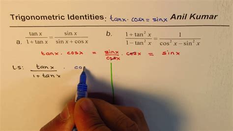 tanx 1 tanx sinx sinx cox important trig identity youtube