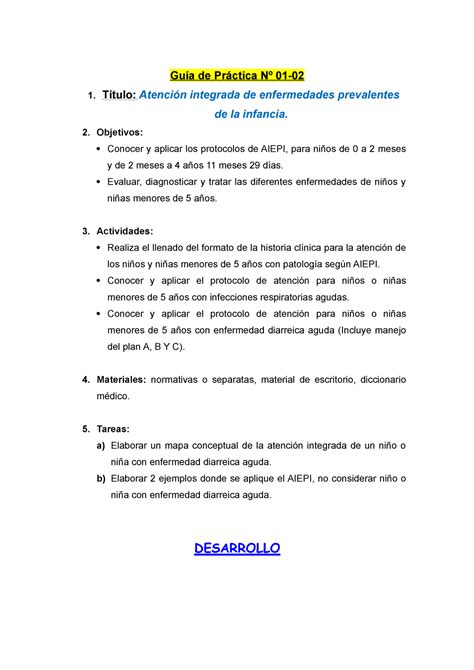 Práctica N01 02 Atención integrada de enfermedades prevalentes de la