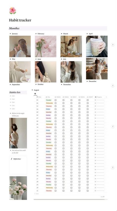 Notion Pastel Aesthetic Habit Tracker To Do List Afirmaciones