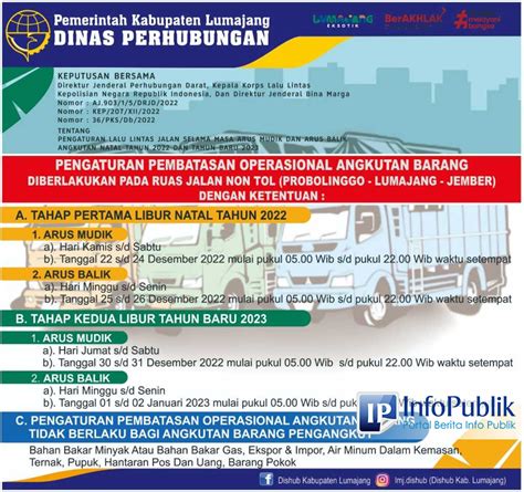 InfoPublik Libur Natal Dan Tahun Baru 2023 Dishub Lumajang Batasi