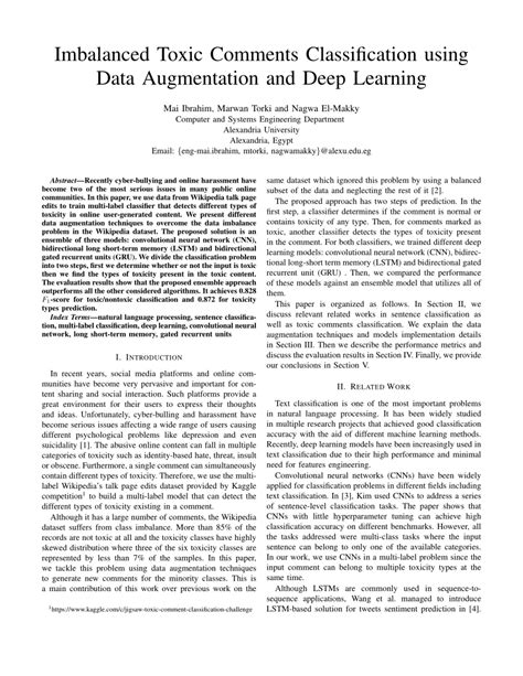pdf imbalanced toxic comments classification using data augmentation and deep learning