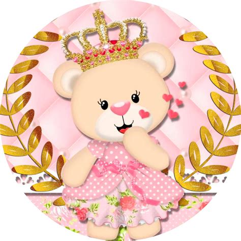Painel Redondo Tecido Sublimado Ursinha Princesa 1 50 Shopee Brasil