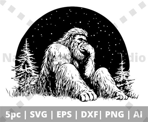 Bigfoot Line Art Svg Png Eps Dxf Ai Bundle Sasquatch Yeticlipart
