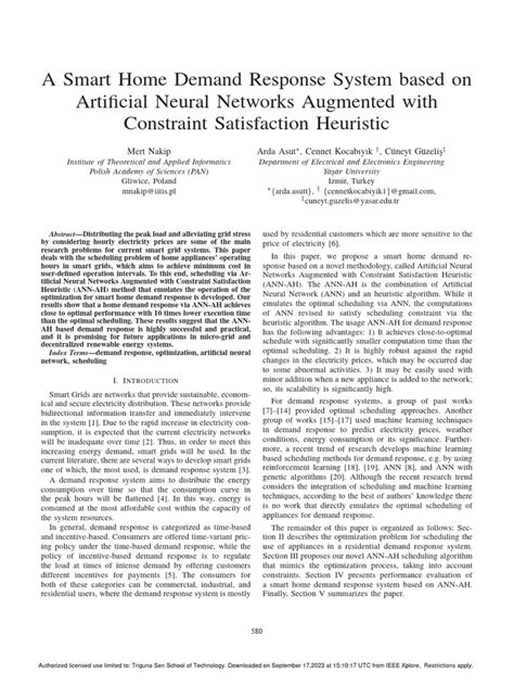 a smart home demand response system based on artificial neural networks augmented with