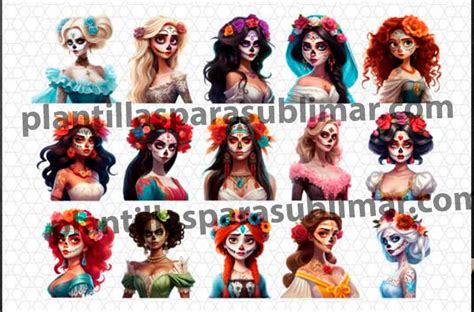 Princesas CATRINAS Png CLIPART Plantillas Para Sublimar