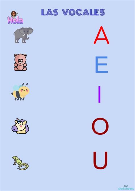 Une vocales minúsculas y mayúsculas ficha para imprimir TopWorksheets