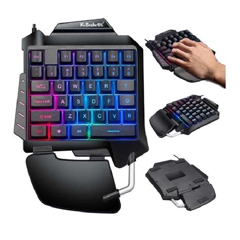 Teclado Gamer Semi Mecanico One Hand Single Reduzido Led Rgb Shopee