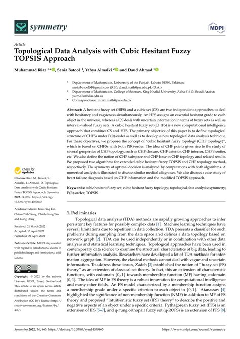pdf topological data analysis with cubic hesitant fuzzy topsis approach