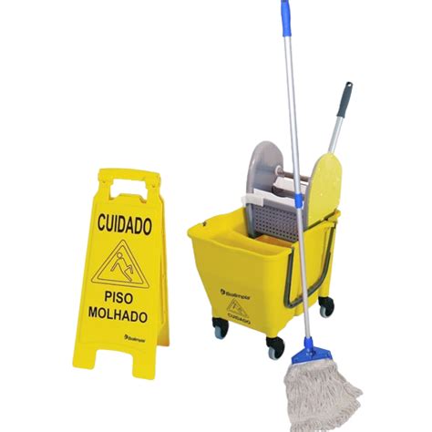 Kit Balde Espremedor Placa Piso Mop Umido Bralimpia Tudooffice