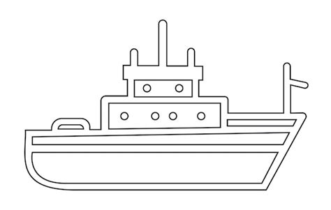 Ilustración de vector de línea de barco de cargavector de contorno de