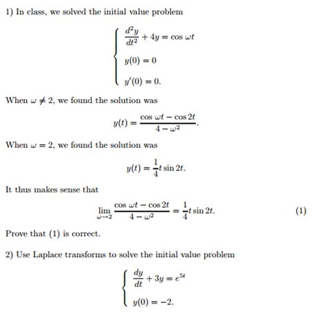 solved in class we solved the initial value problem {d 2