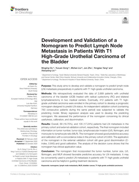 pdf development and validation of a nomogram to predict lymph node metastasis in patients with