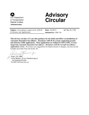 Fillable Online AC 20 172B Airworthiness Approval For ADS B In