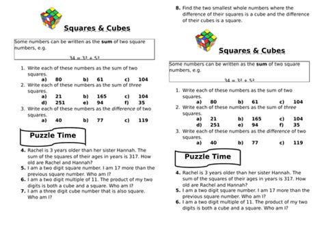 recognise and use square numbers and cube numbers year 5 teaching resources