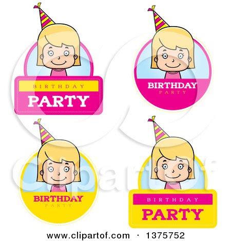 Clipart Of Badges Of A Blond White Birthday Girl Royalty Free Vector