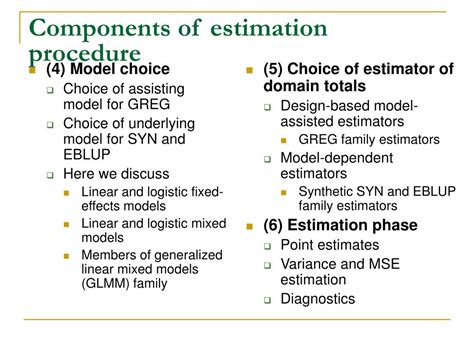 ppt the role of models in model assisted and model dependent estimation for domains and small
