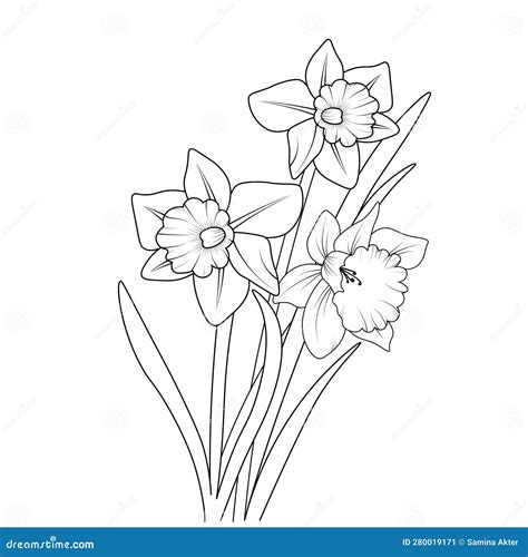 Easy Flowers Art Hand Drawing Illustration Sketch Contour Bouquet Of