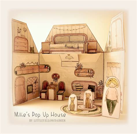 Printable Dollhouse Pop Up Paper House Portable Foldable Etsy