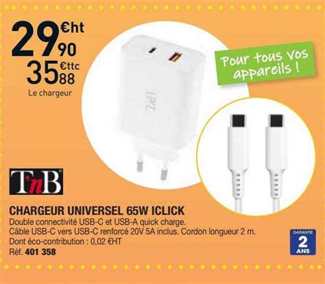 Promo Chargeur Universel 65w Iclick T Nb Chez Hyperburo ICatalogue Fr