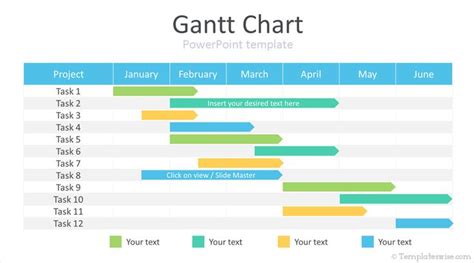 Free Gantt Chart Powerpoint Template In Flat Design Style With Multiple