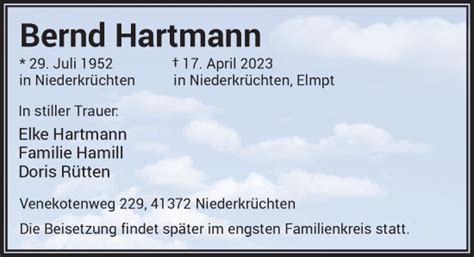 Alle Traueranzeigen für Bernd Hartmann trauer rp online de