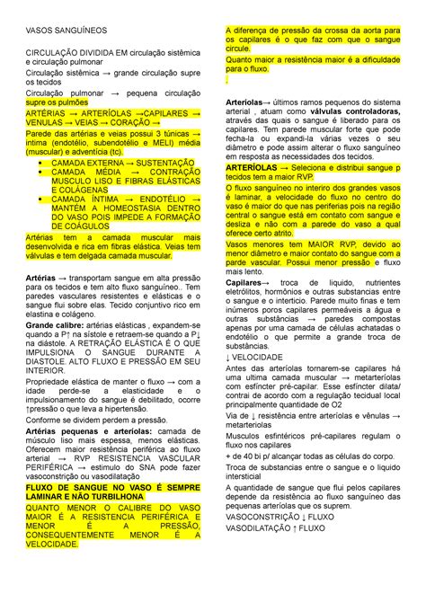 Cardio 2 Resumo Guyton E Hall Fisiologia Medica 13 Ed VASOS