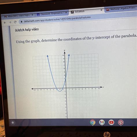 using the graph determine the coordinates of the y intercept of the parabola 10 b 10 9 87 6