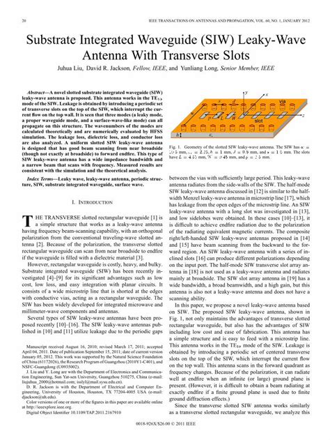 pdf substrate integrated waveguide siw leaky wave antenna with transverse slots dokumen tips