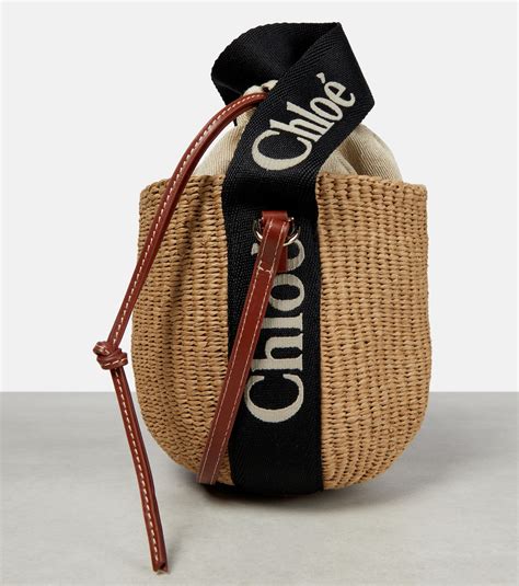 Woody Mini Leather Trimmed Bucket Bag In Beige Chloe Mytheresa