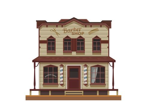 Western Wild West Barber Shop Town Building 23057721 Vector Art At Vecteezy