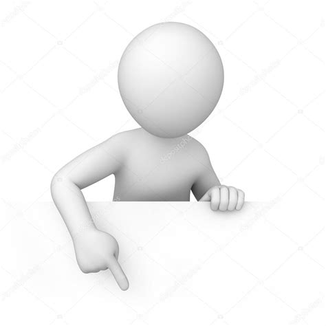 3d humano señala un dedo hacia abajo Foto de stock 34760407 lexaarts