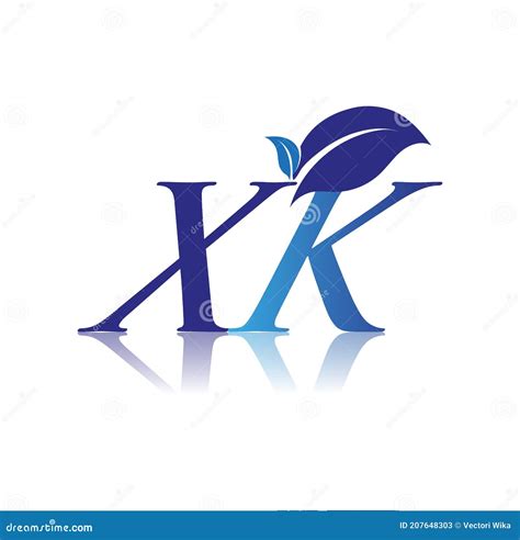 Letra Inicial Xk Logotipo Folha Azul Natureza E Logotipo Ambiental