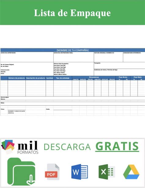 Lista De Empaque Ejemplos Formatos 2022