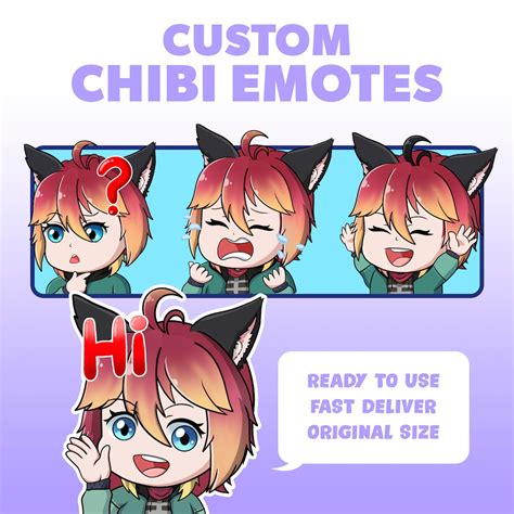 Custom Emotes For Twitch Emoji For Streamer Cute Chibi Etsy