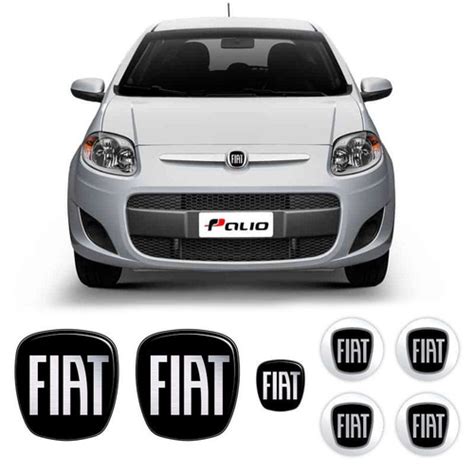 7 Adesivos Emblema Fiat Preto Novo Palio em Promoção Ofertas na