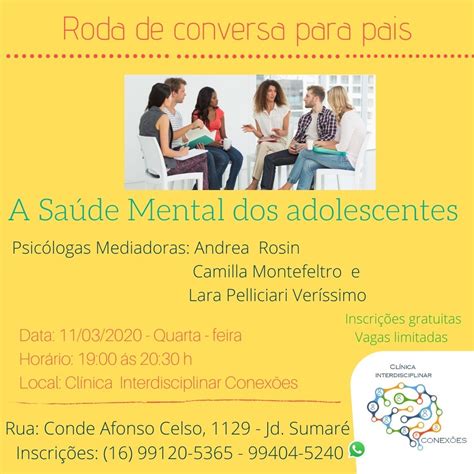 Roda de conversa para pais A saúde mental de adolescentes Sympla