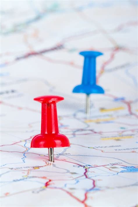 Pushpin Marking Location On Map Stock Photo Image Of Pushpin Lost