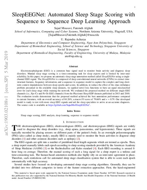 pdf sleepeegnet automated sleep stage scoring with sequence to sequence deep learning