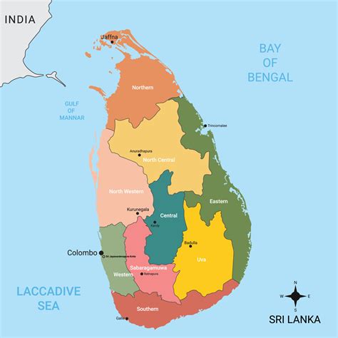 Sri Lanka Mapa Con Rodeando Fronteras 20067379 Vector En Vecteezy
