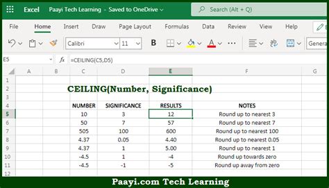 learn how to use microsoft excel ceiling function paayi tech