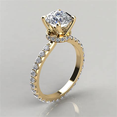 Round Cut Hidden Halo Moissanite Engagement Ring