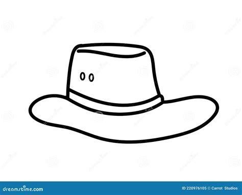Sombrero Vaquero Vector Línea Negra Dibujo Ilustración del Vector