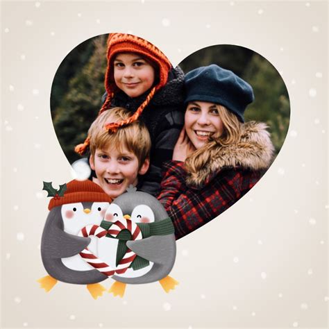 Liefdevolle kerstkaart pinguïns zuurstok hartje Kaartje2go